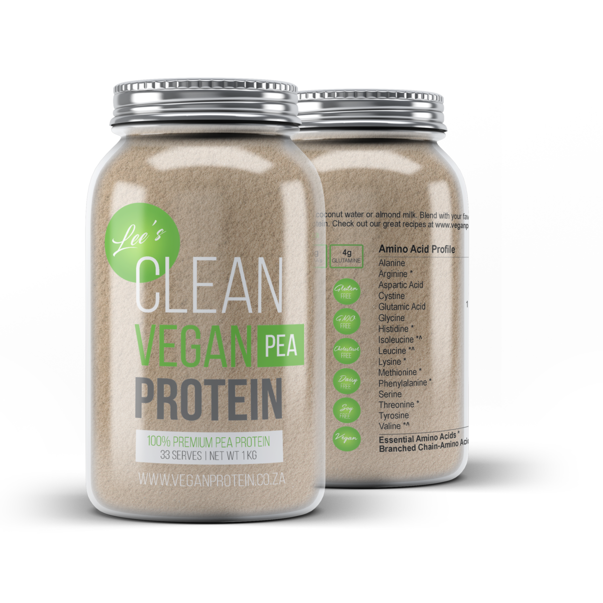 Pea Protein Powder Isolate – 1 kg – Glass jar – Vegan Streetfood